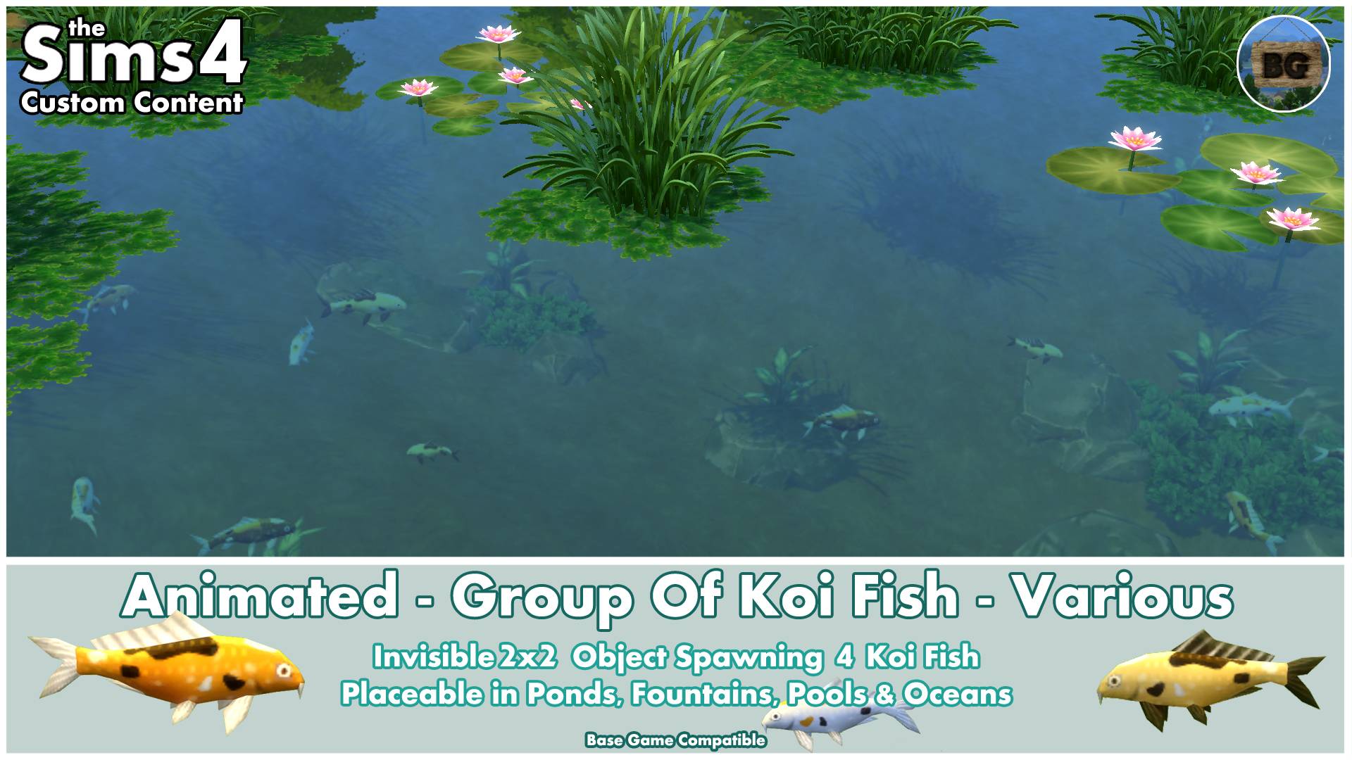 Animated Group of Koi Fish - Various ~ Animal ~ Fish ~ Pet - The Sims 4 ...