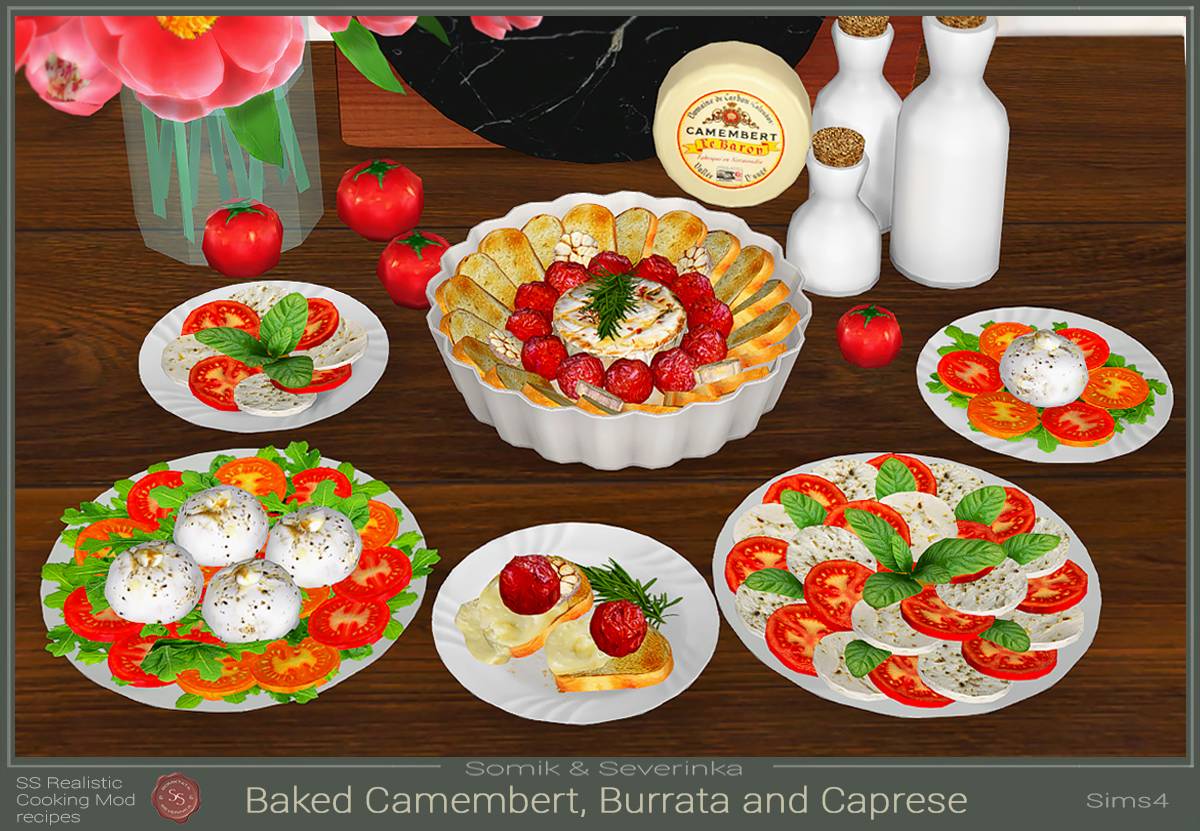 Baked camembert, burrata and caprese salad - The Sims 4 Mods - CurseForge