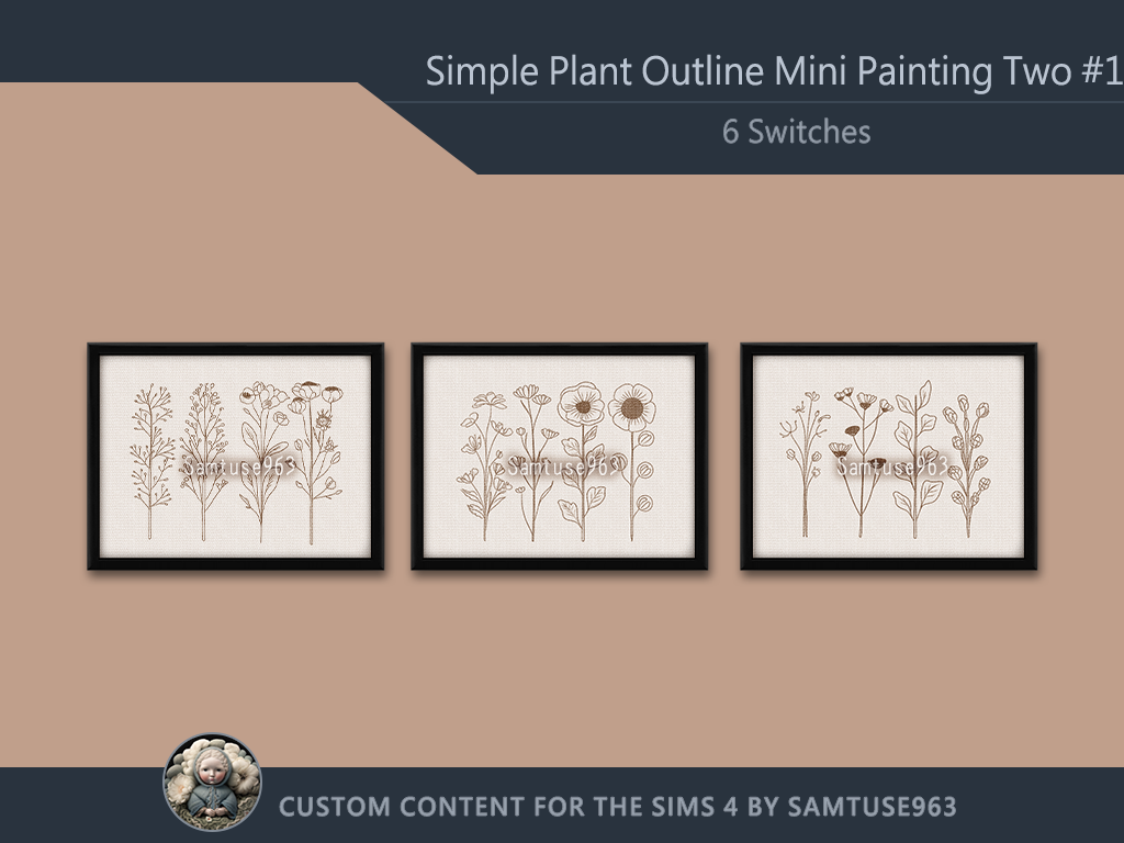 Simple Plant Outline Mini Painting Two #1 Extra H Samtuse963 - The Sims ...