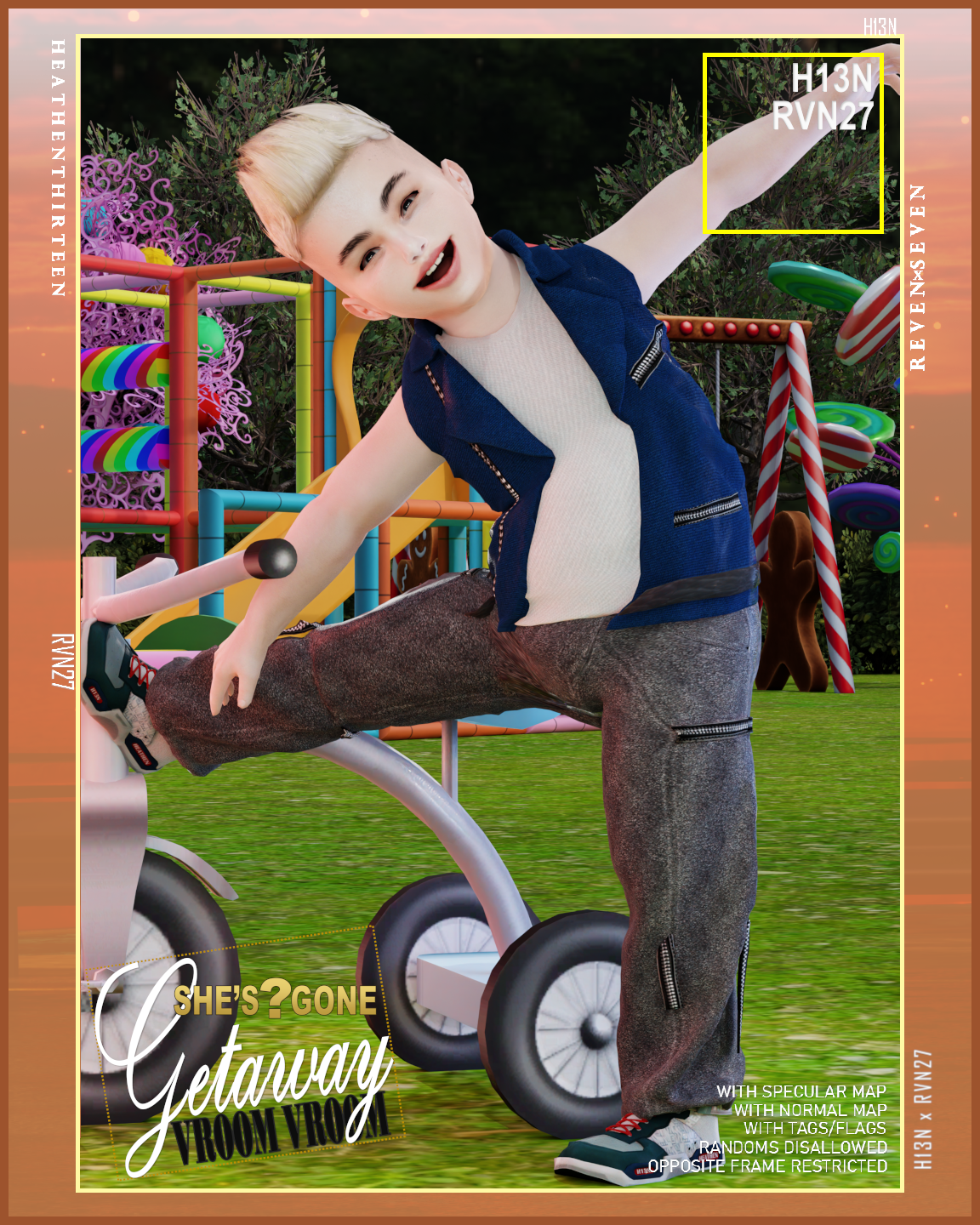 Toddler's Loose Fit Leather Denim Riding Pants - The Sims 4 Create a ...