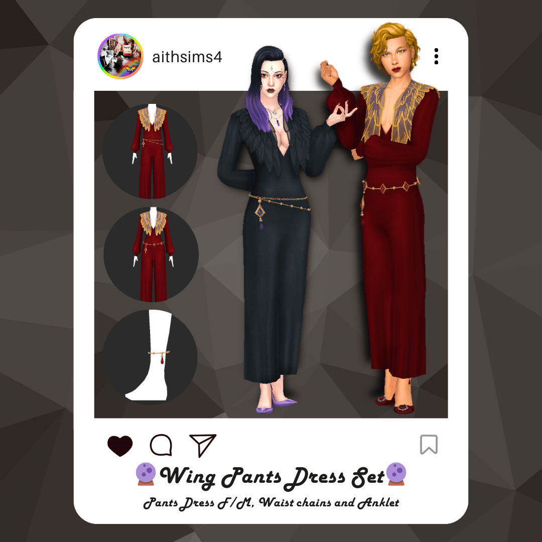 Wing Pants Dress Set - Gallery - The Sims 4 Create a Sim - CurseForge