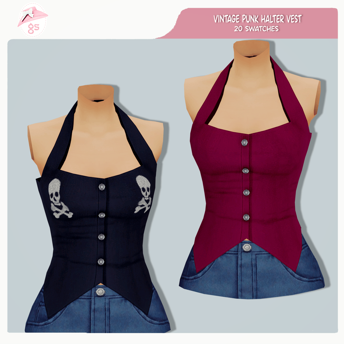 Vintage Punk Halter Vest - Gallery - The Sims 4 Create a Sim - CurseForge