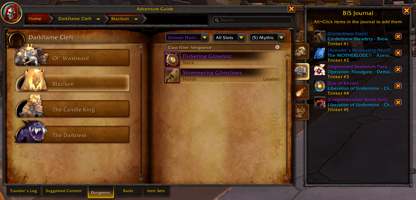 BiS Journal - Gallery - World of Warcraft Addons - CurseForge