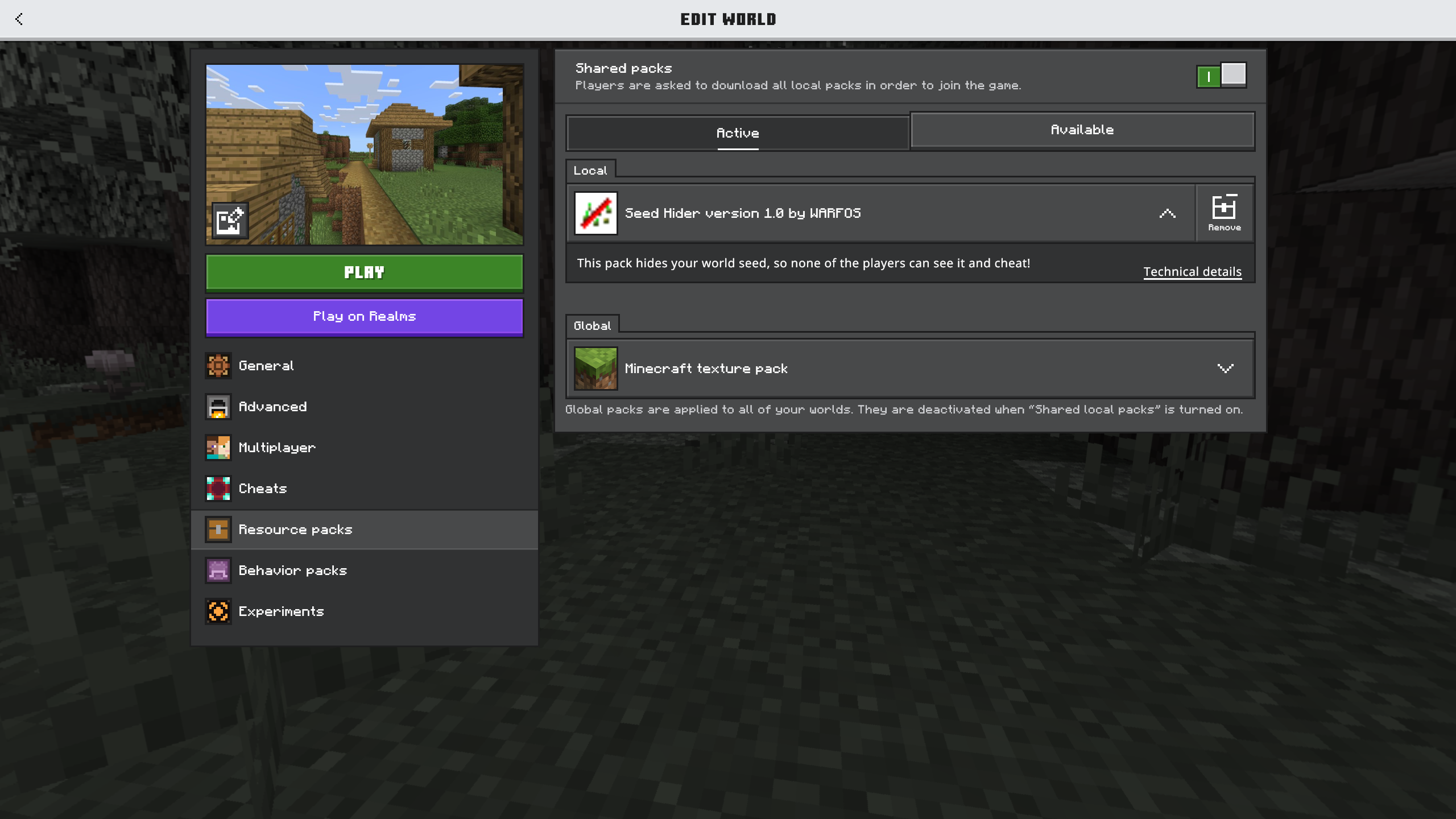 Seed Hider - Gallery - Minecraft Bedrock Texture Packs - CurseForge