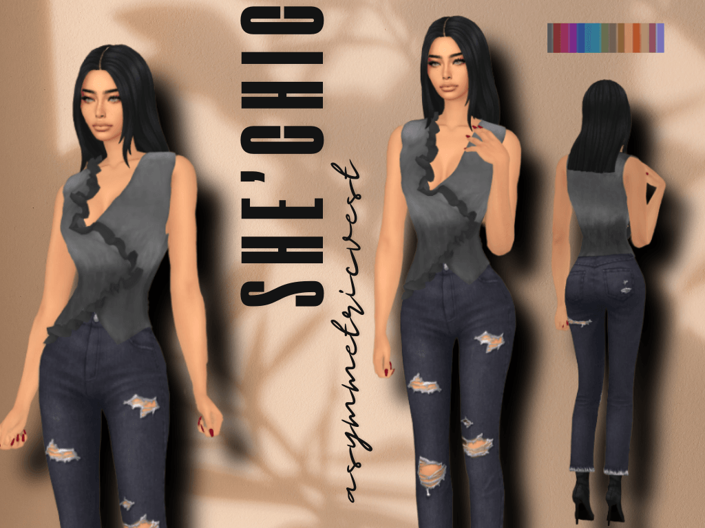SHE'CHIC ASYMMETRIC VEST - The Sims 4 Create a Sim - CurseForge