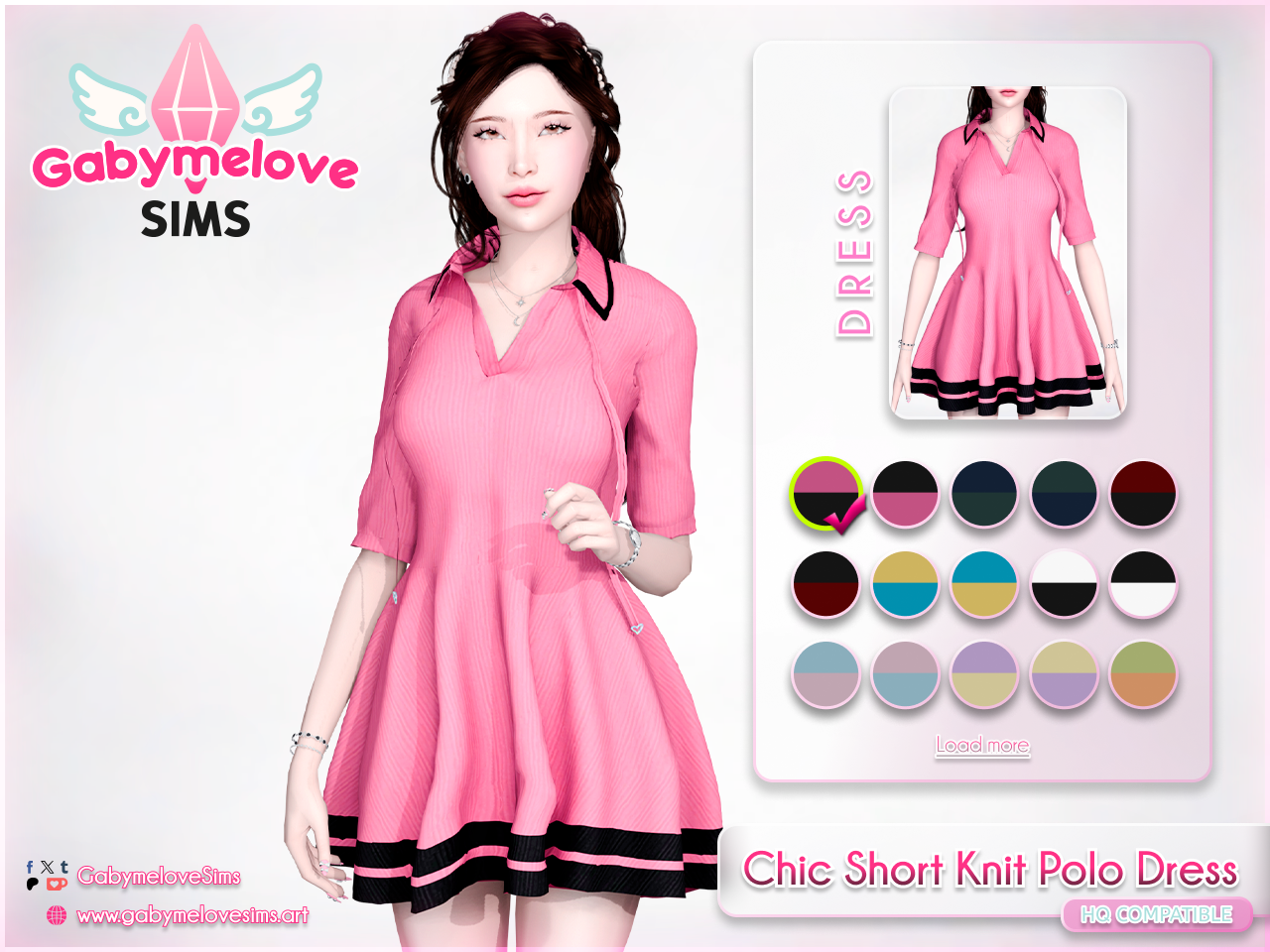 Chic Short Knit Polo Dress [HQ compatible] - The Sims 4 Create a Sim ...