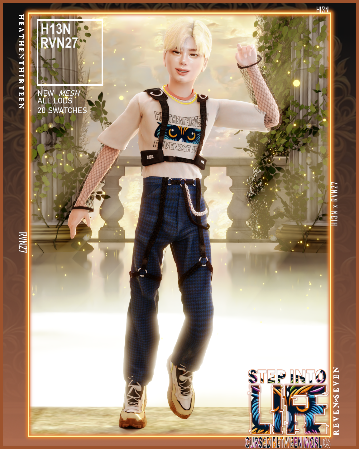 Child's Tactical Suspender Straps Chained Techwear Pants - The Sims 4 ...