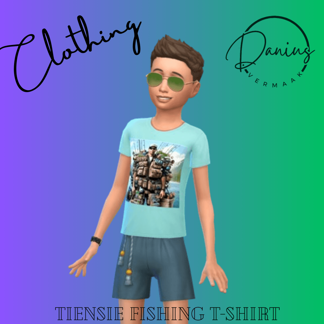 Tiensie Fishing T-Shirt - Basegame compatible - The Sims 4 Create a Sim ...