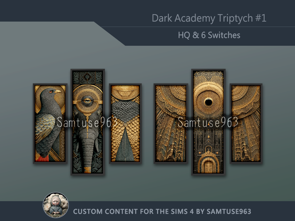 HQ Dark Academy Triptych #1 Sellable Extra B Samtuse963 - The Sims 4 Build / Buy - CurseForge