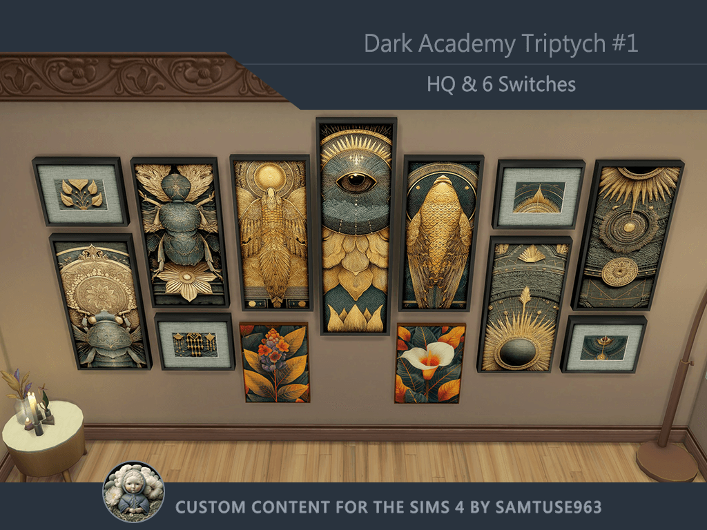 HQ Dark Academy Triptych #1 Sellable Extra B Samtuse963 - The Sims 4 Build / Buy - CurseForge
