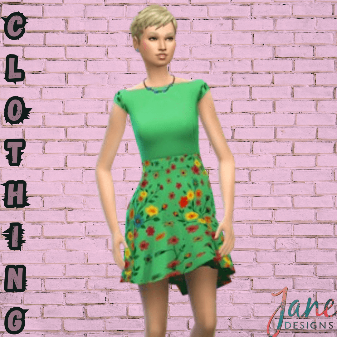 Vibrant spring dress - requires city living - The Sims 4 Create a Sim ...