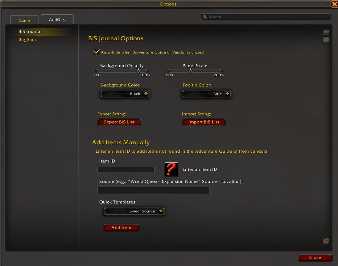 BiS Journal - Gallery - World of Warcraft Addons - CurseForge