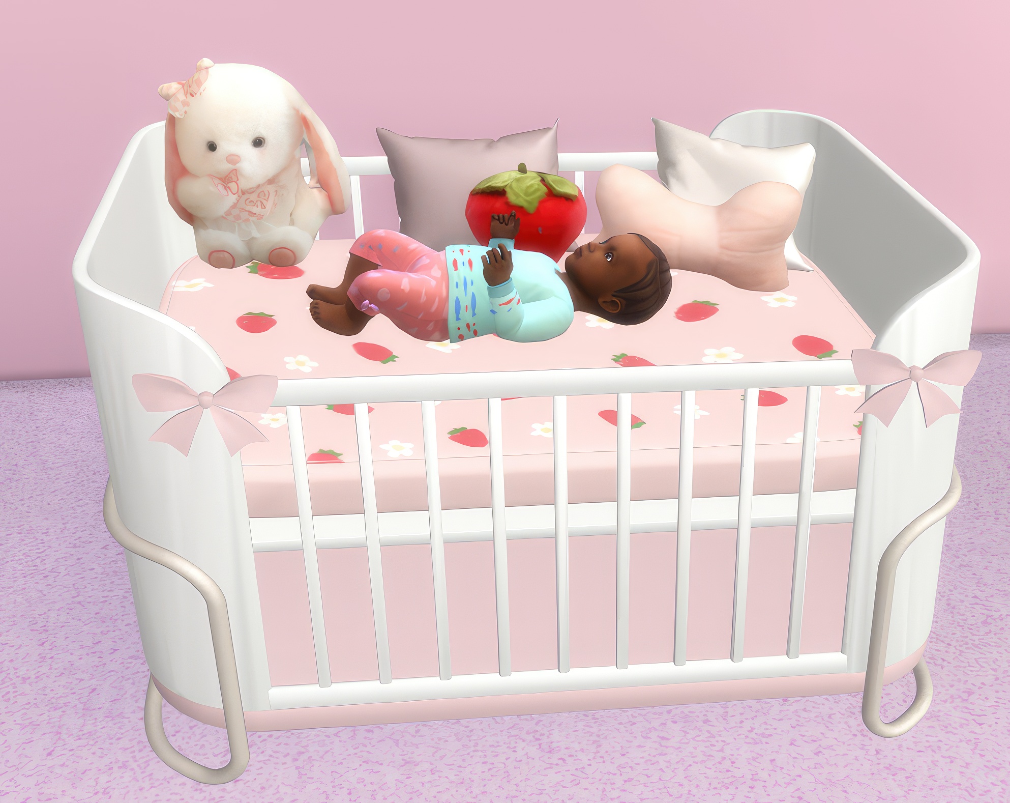 Baby strawberry ribbon crib - The Sims 4 Build / Buy - CurseForge
