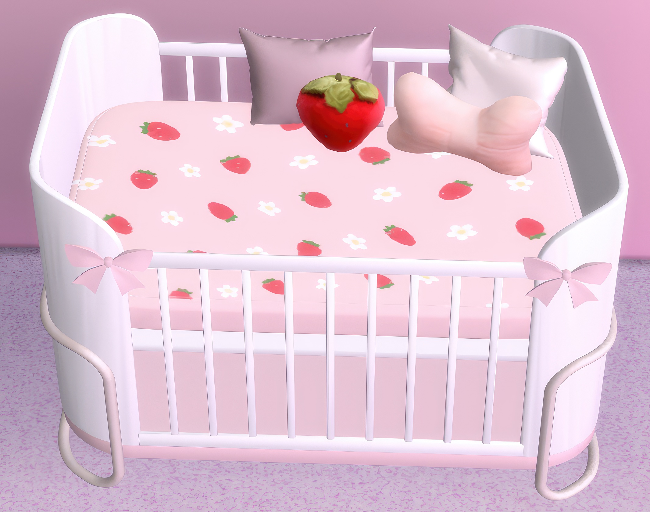 Baby strawberry ribbon crib - The Sims 4 Build / Buy - CurseForge