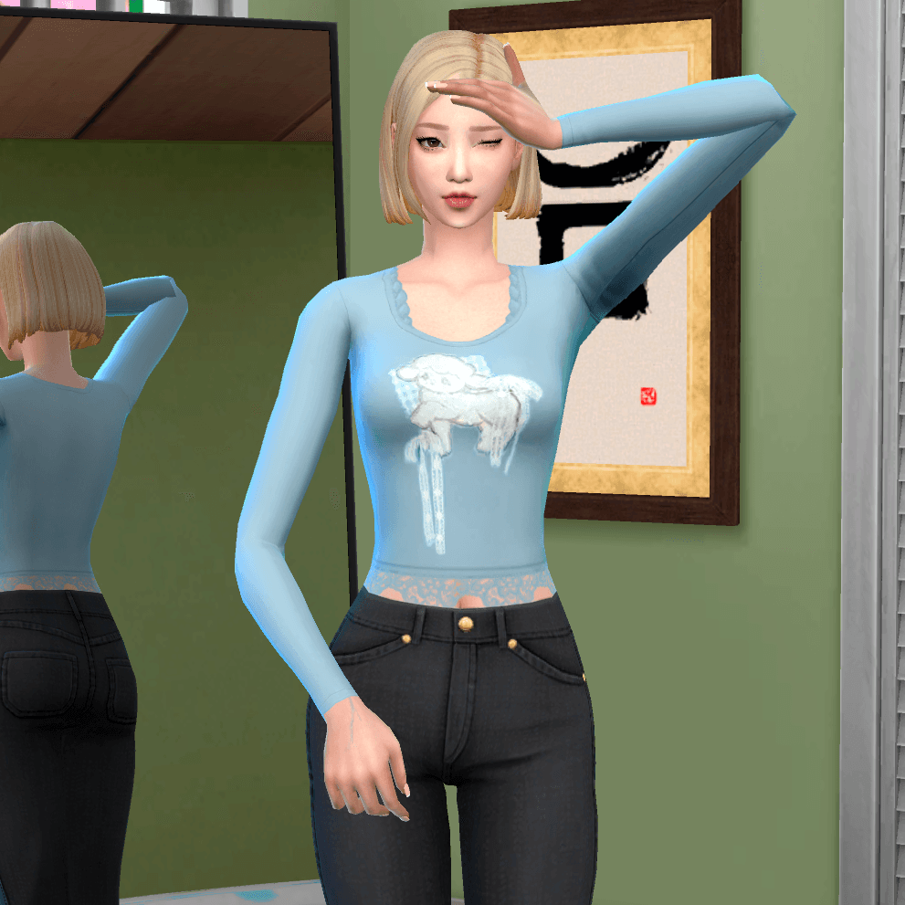 Dreamy Lamb Long-Sleeve Top – Soft Pastel Fashion for Your Sims 🐑💙🌸 ...