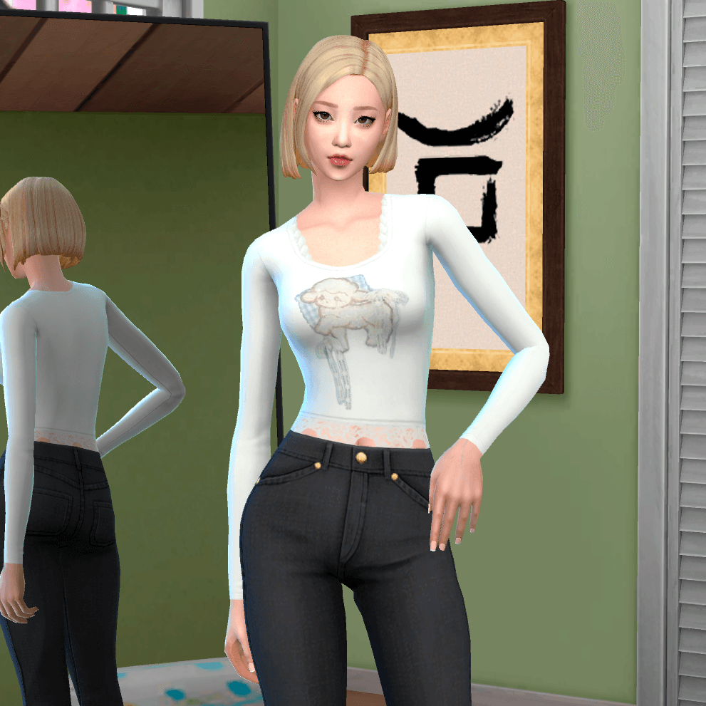 Dreamy Lamb Long-Sleeve Top – Soft Pastel Fashion for Your Sims 🐑💙🌸 ...
