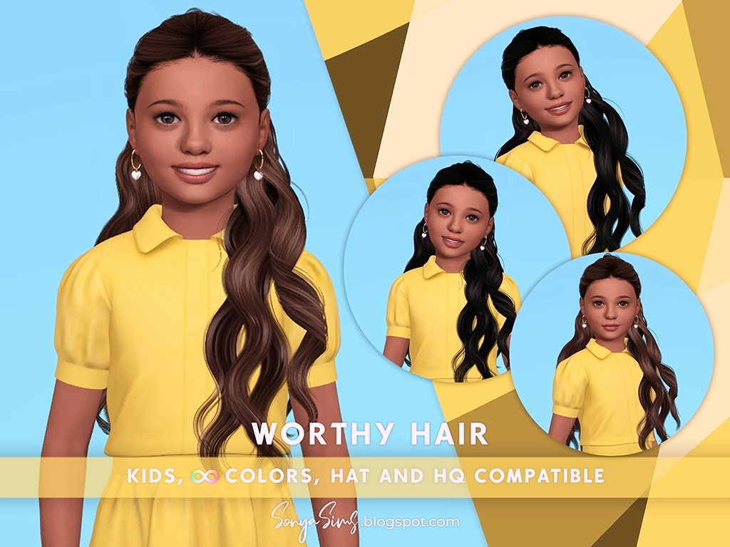 SONYASIMS - WORTHY HAIR KIDS - The Sims 4 Create a Sim - CurseForge