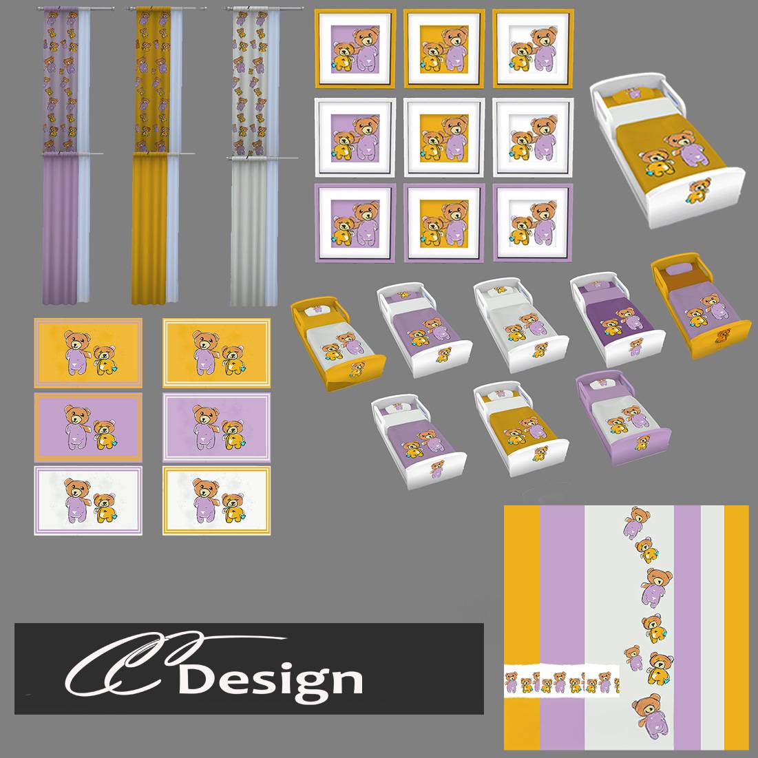 seven brand-new bear-patterned items for children's rooms - The Sims 4 ...