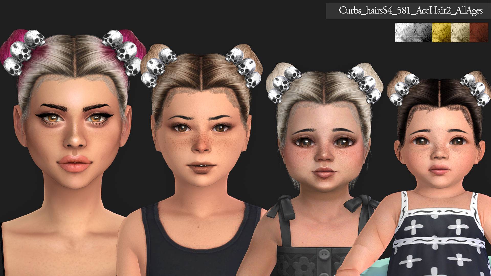 Buns Hairstyle + Spooky Accessories - Gallery - The Sims 4 Create a Sim ...