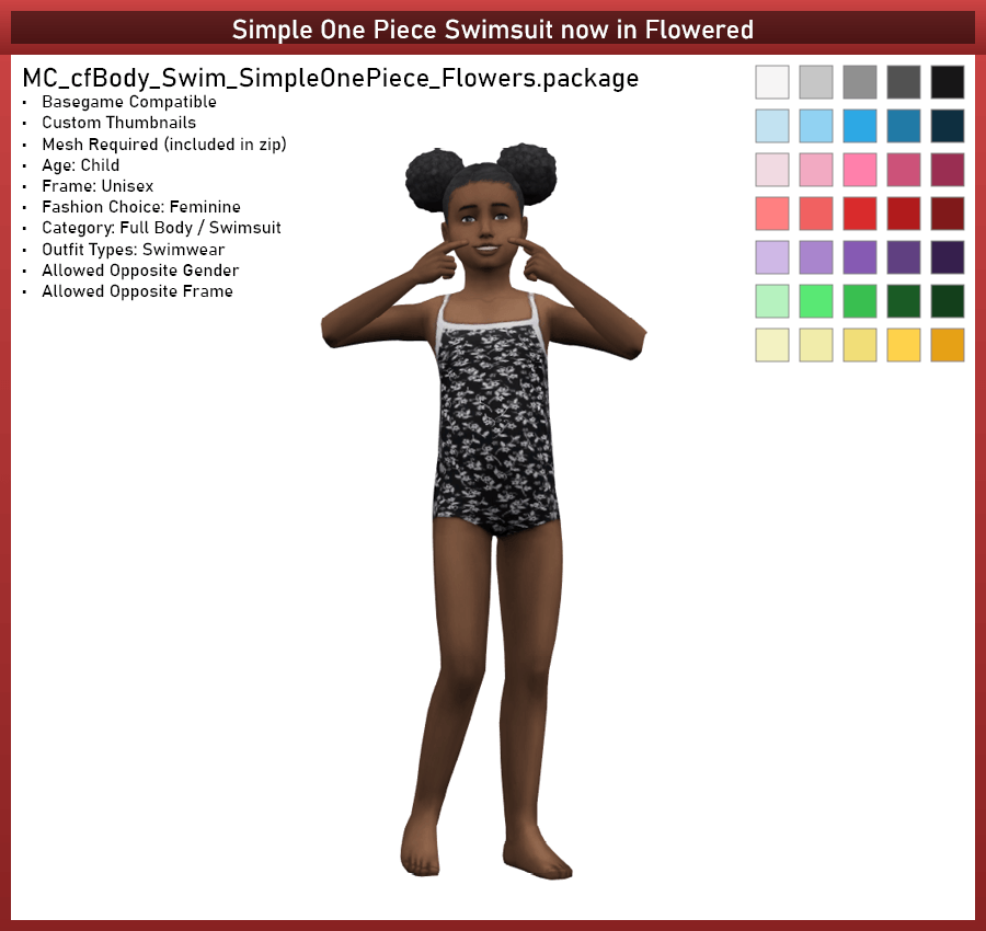 Simple One Piece Swimsuit for Little Sim Girls - The Sims 4 Create a ...