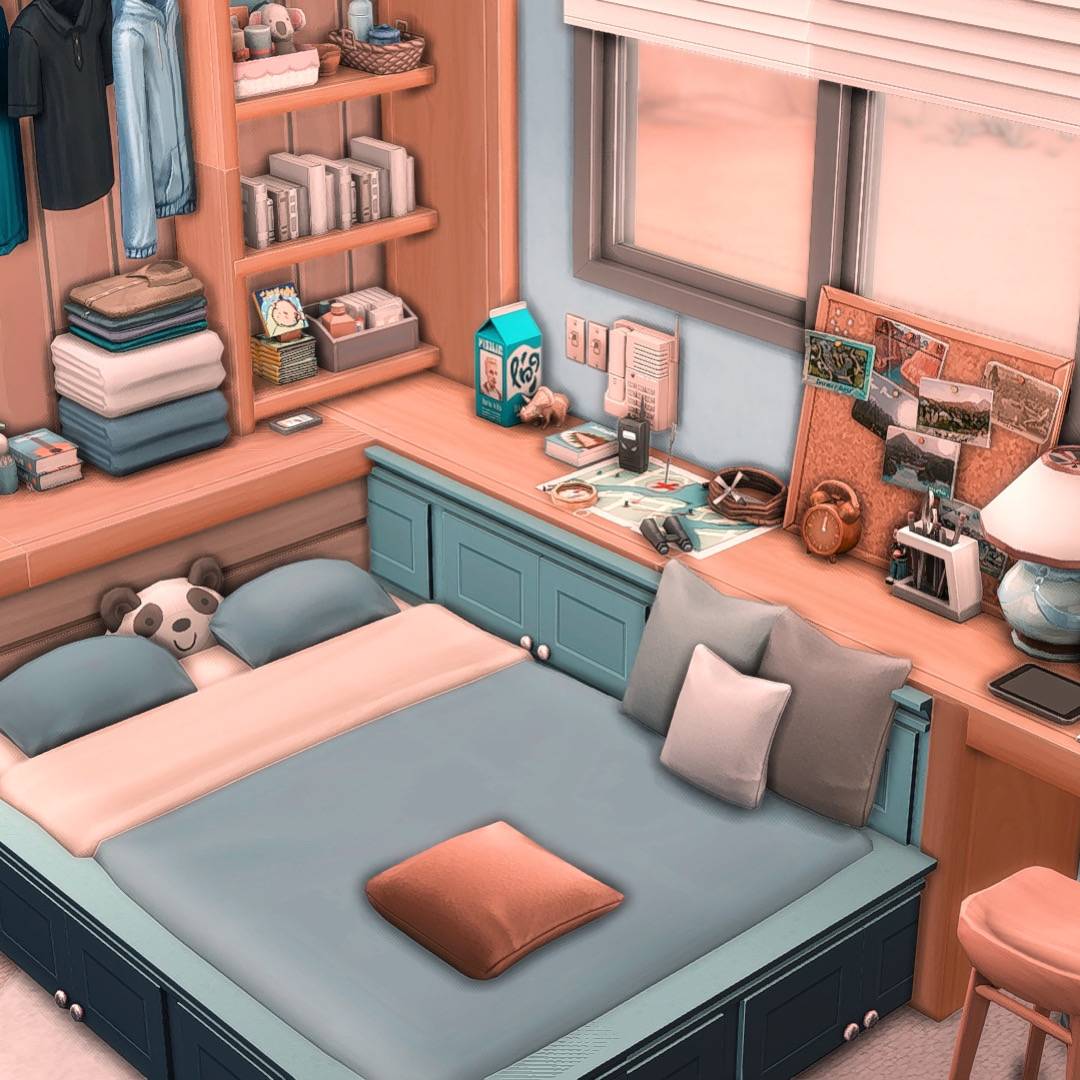 Base Game Only Bedroom [ Blue ] - Gallery - The Sims 4 Rooms / Lots ...