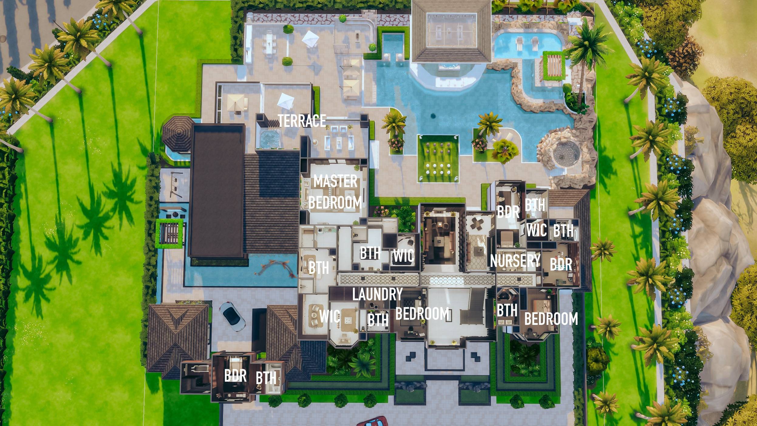 Modern Mega Mansion | NO CC - Gallery - The Sims 4 Rooms / Lots ...