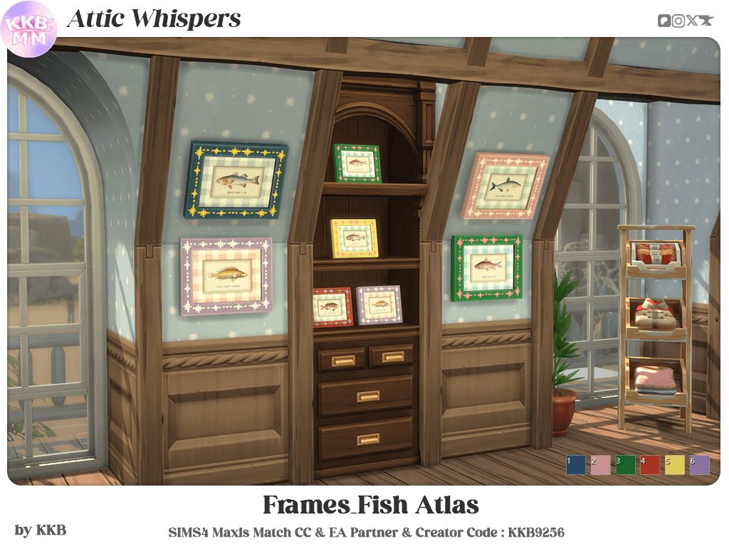 KKB'sMM_Attic Whispers_Frames_Fish Atlas - The Sims 4 Build / Buy ...