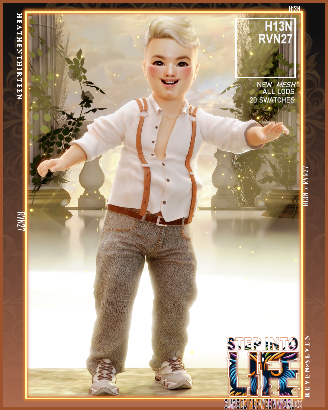Toddler's Classic Double Leather Strap Suspender Open Shirt - The Sims ...