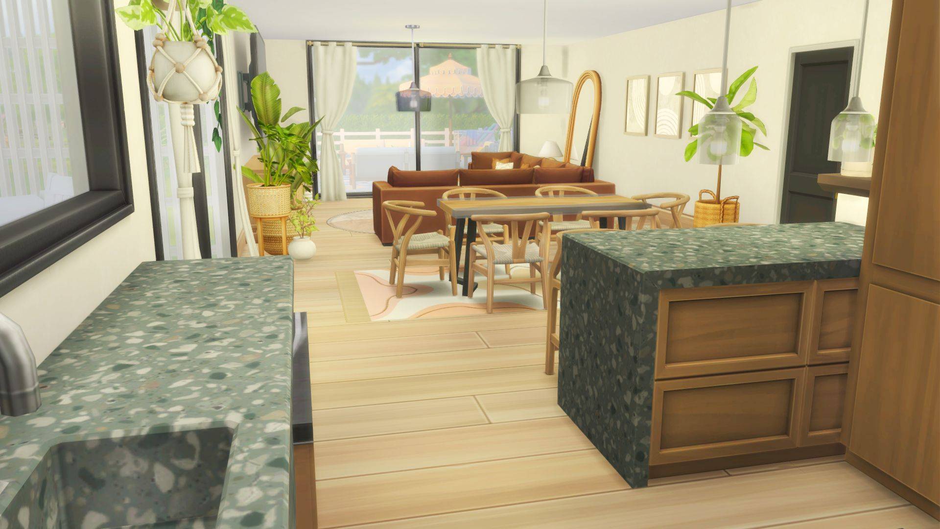 Clean & Airy Open Plan Kitchen, Living and Dining - The Sims 4 Rooms ...