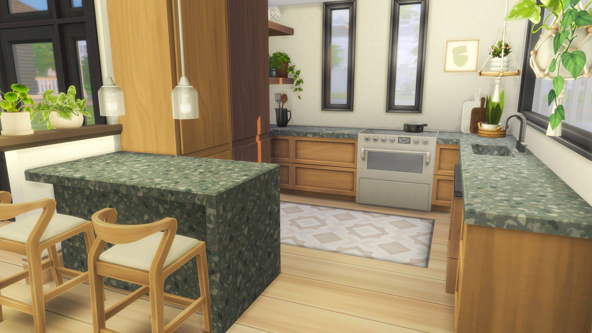 Clean & Airy Open Plan Kitchen, Living and Dining - The Sims 4 Rooms ...