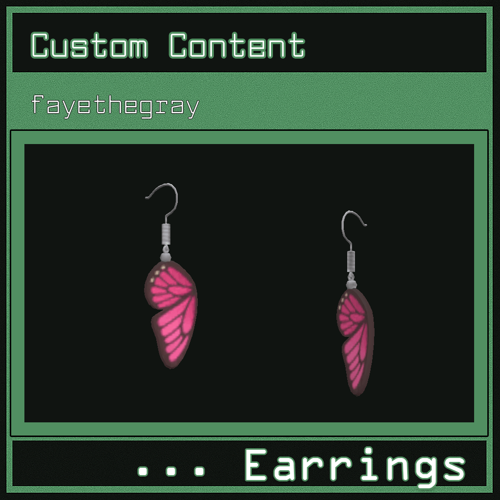 butterfly wing earrings by fayethegray - Gallery - The Sims 4 Create a ...