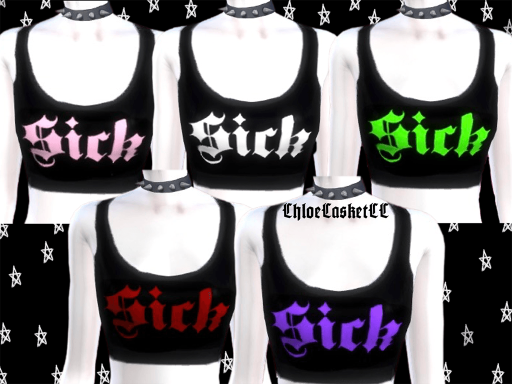 Emo Skater Crop Top - 'Sick' - Gallery - The Sims 4 Create a Sim ...