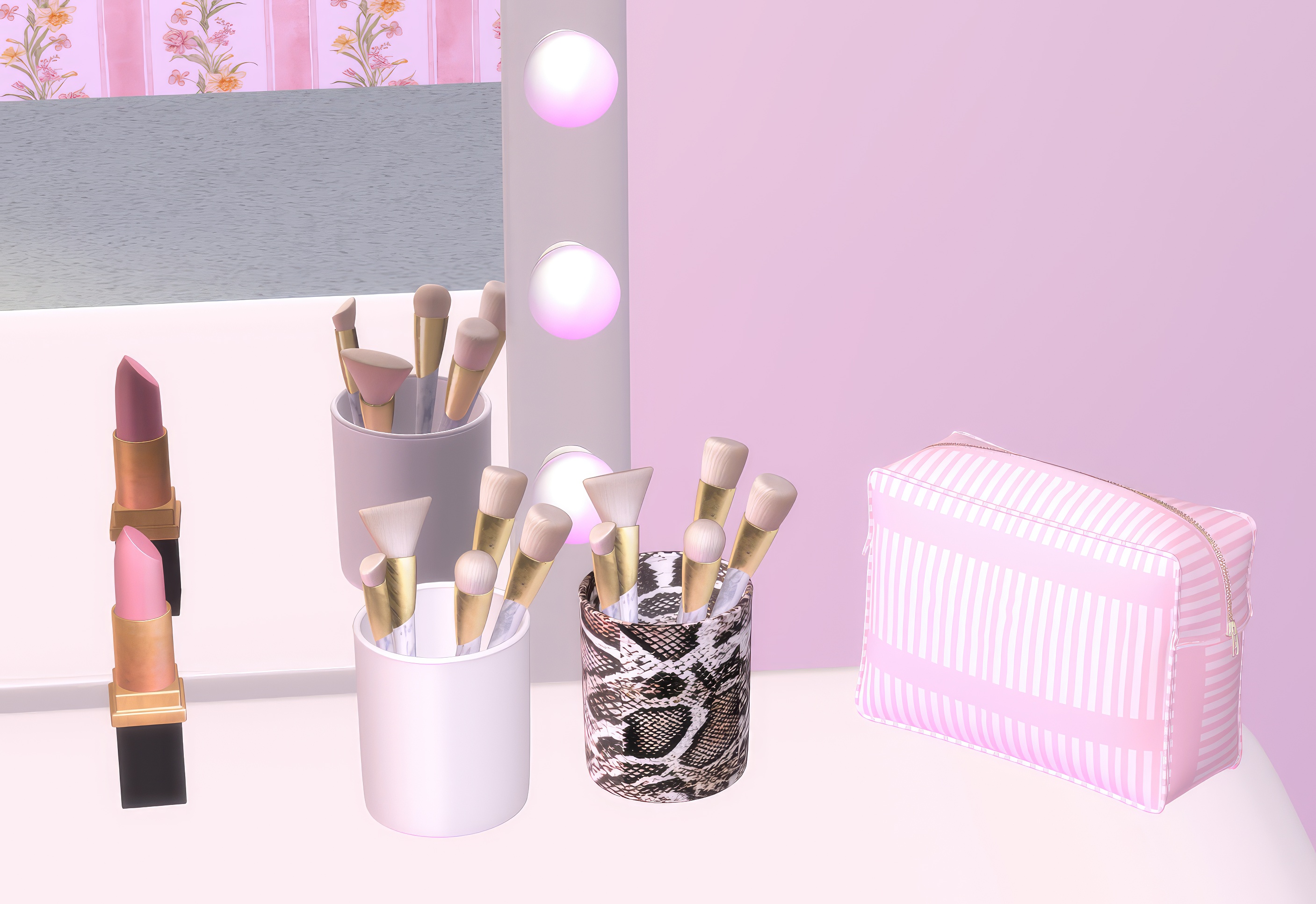 Pink makeup cosmetic bags - set - The Sims 4 Build / Buy - CurseForge