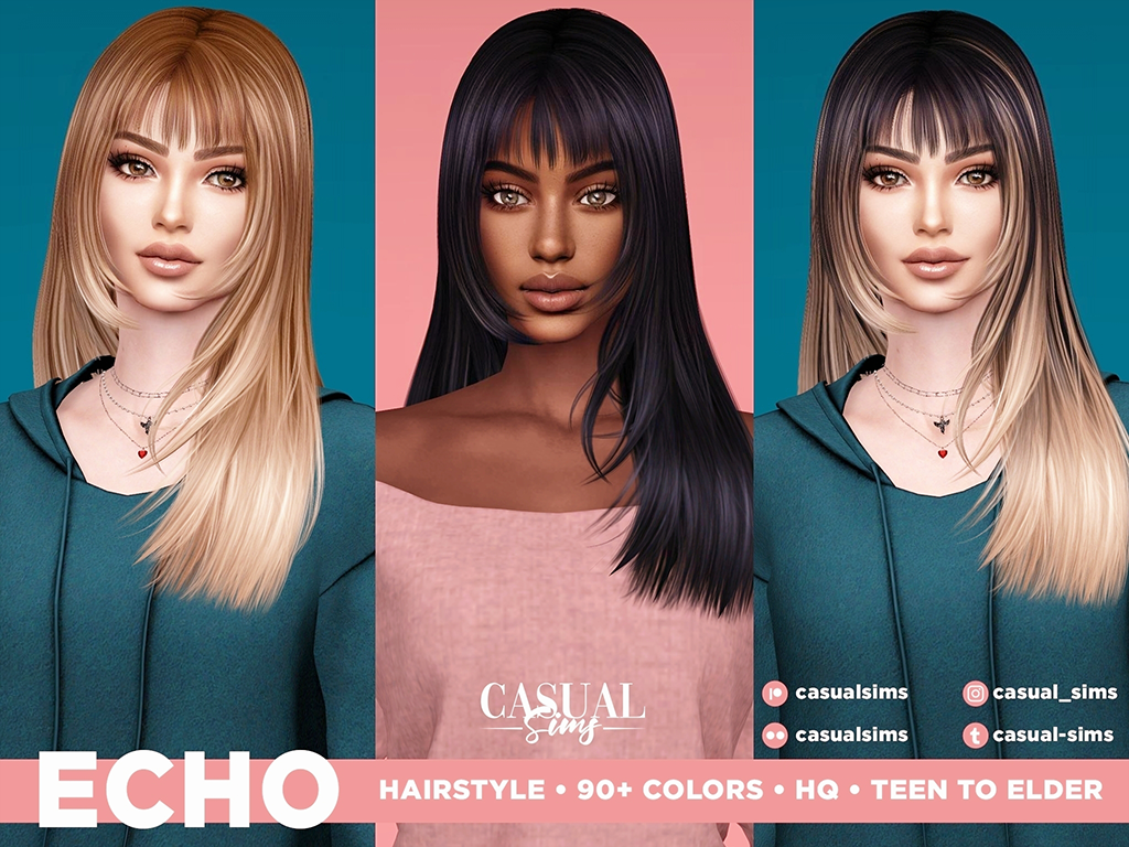 CasualSims - Echo Hairstyle Right (WITH BANGS) - The Sims 4 Create a ...