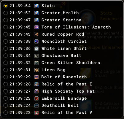 TradeSkill Browsing History - Gallery - World of Warcraft Addons ...