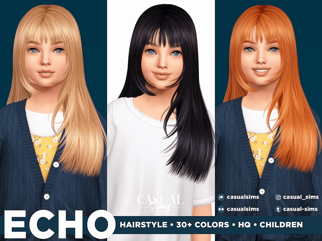 CasualSims - Echo Hairstyle Right Children (WITH BANGS) - The Sims 4 ...