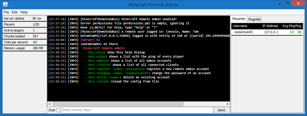 Images - Minecraft Remote Admin - Bukkit Plugins - Projects - Bukkit