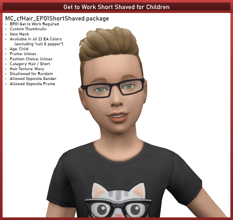 Get to Work Short Shaved Hair for Children and Toddlers - The Sims 4 ...