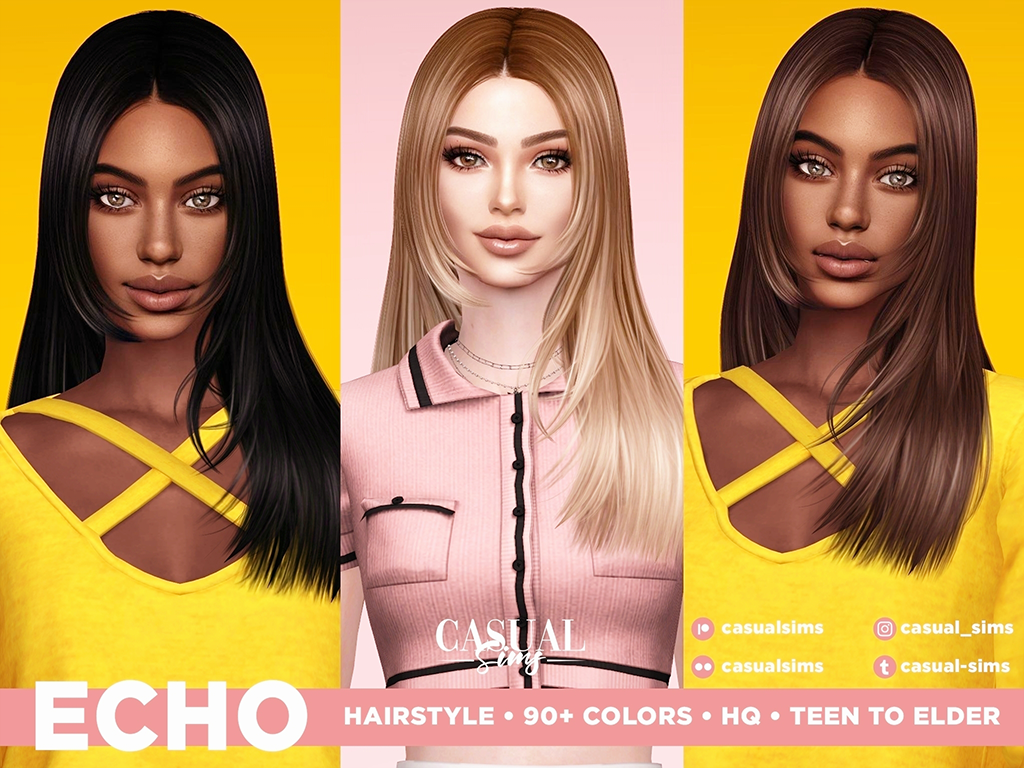 CasualSims - Echo Hairstyle Right (No Bangs) - The Sims 4 Create a Sim ...