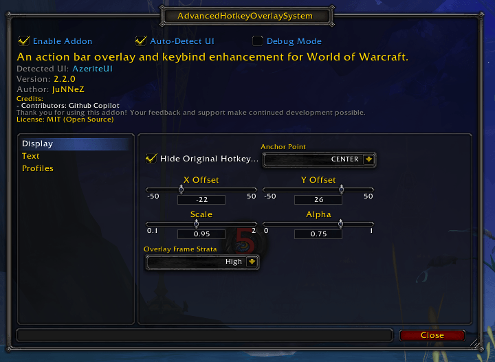 Advanced Hotkey Overlay System - Gallery - World of Warcraft Addons ...