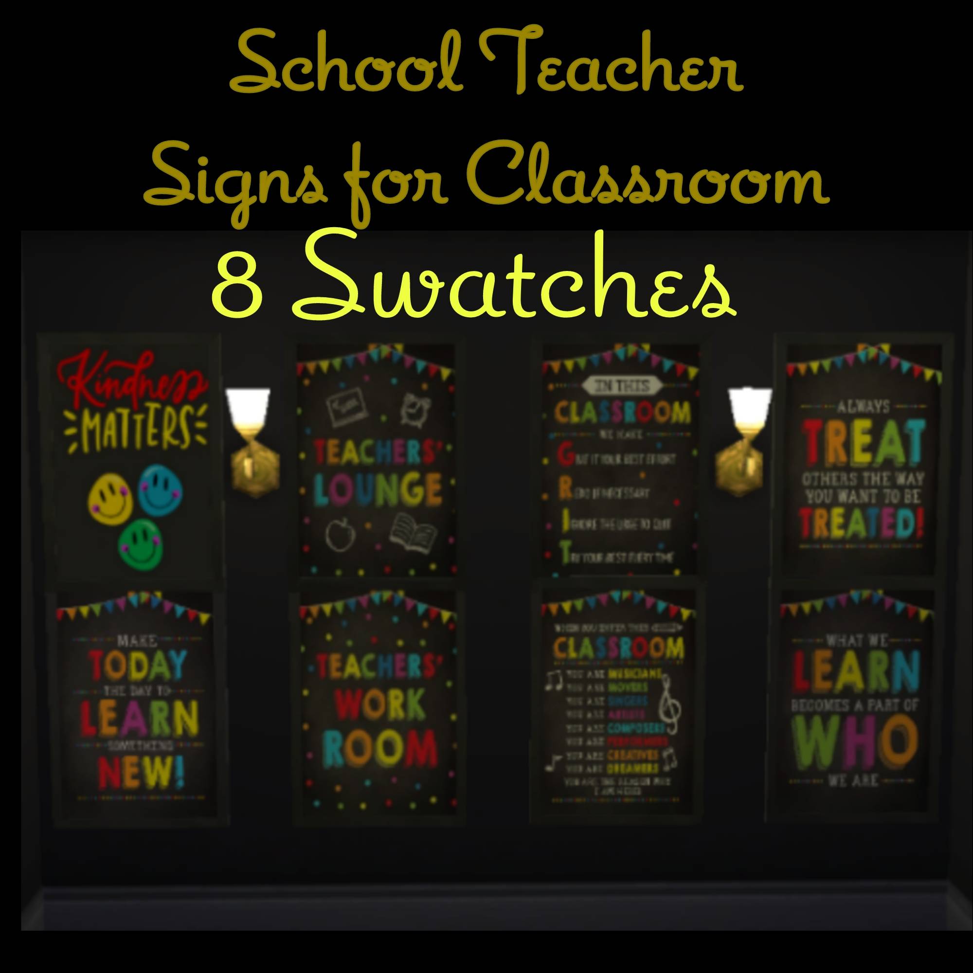 School Teacher Classroom Signs 8 Swatches - The Sims 4 Build / Buy ...