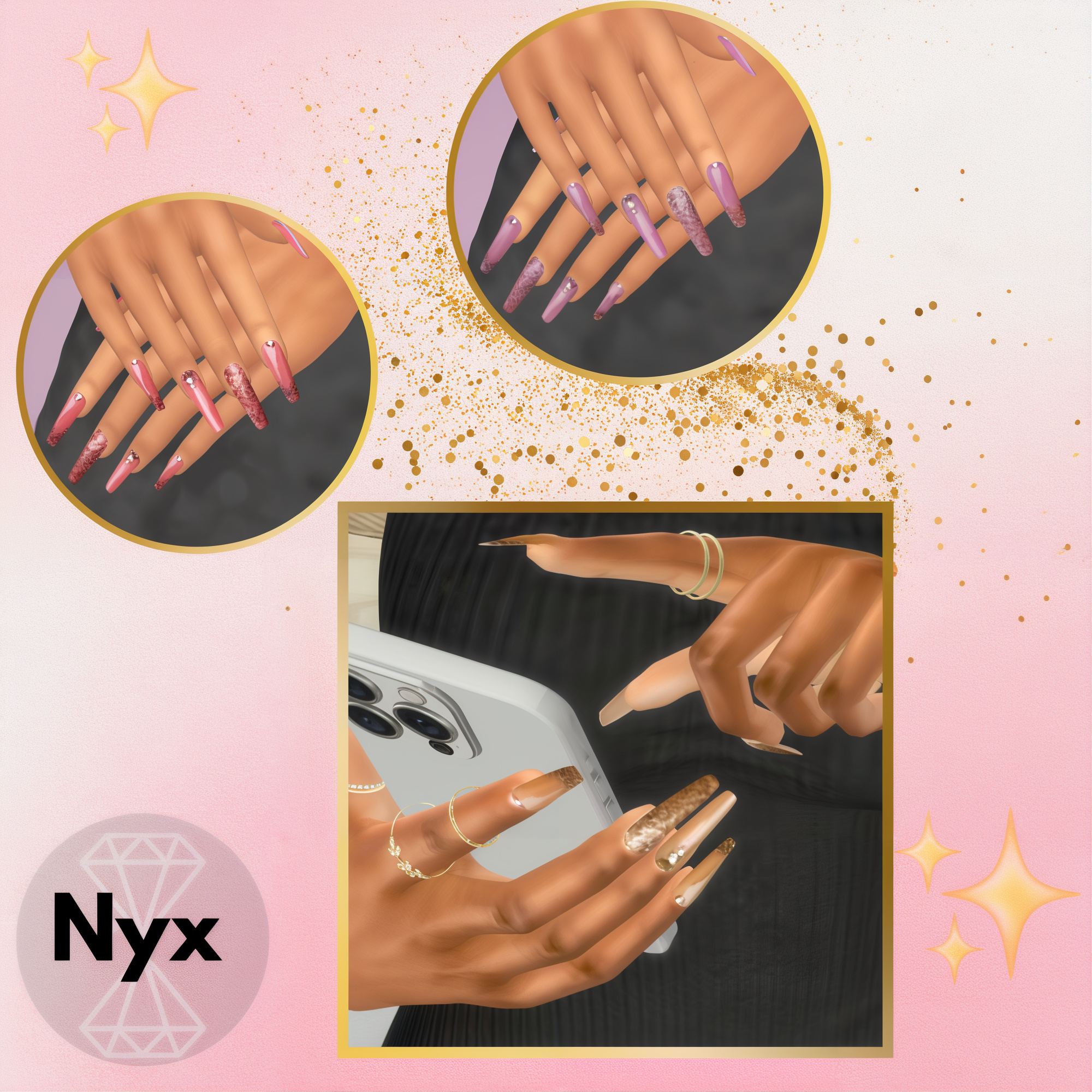 Glitter nails set 34 - The Sims 4 Create a Sim - CurseForge