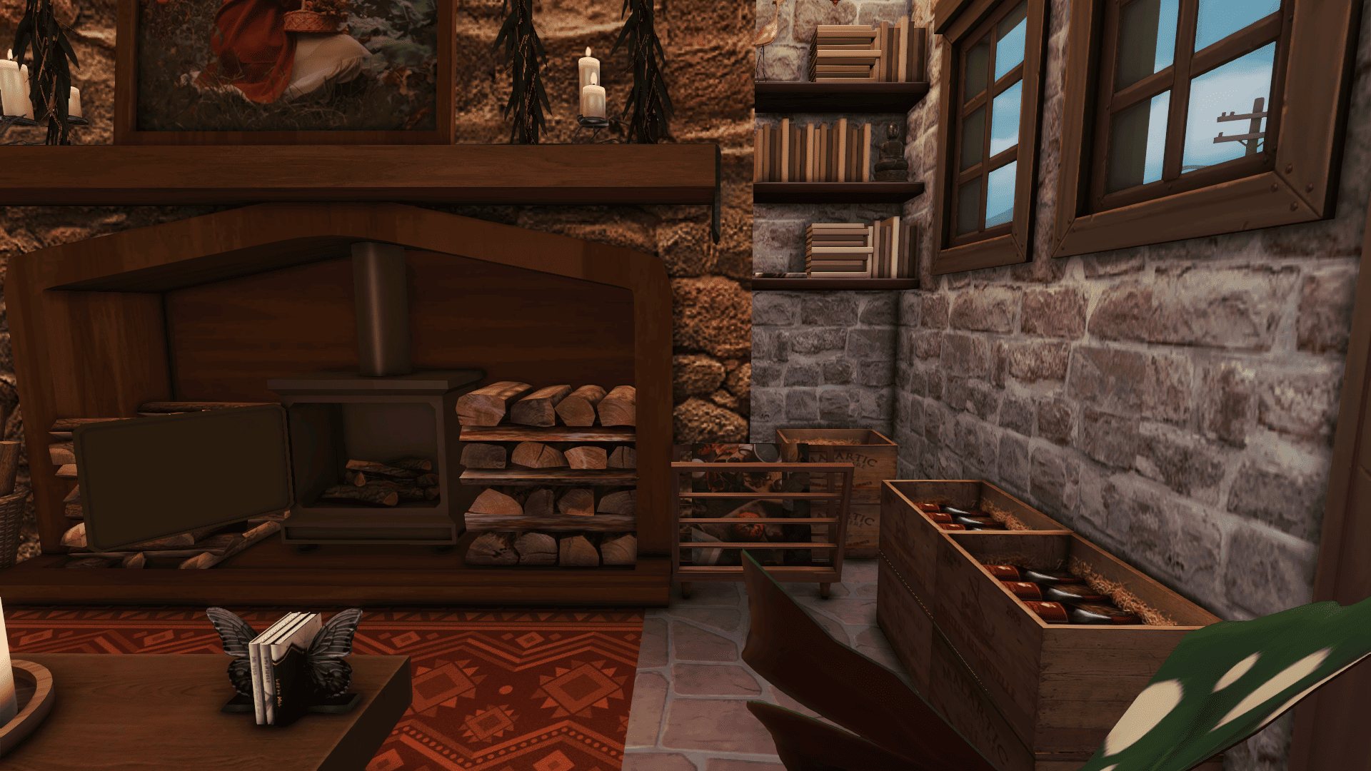 Medieval Hearth Living & Dining Room - Gallery - The Sims 4 Rooms ...