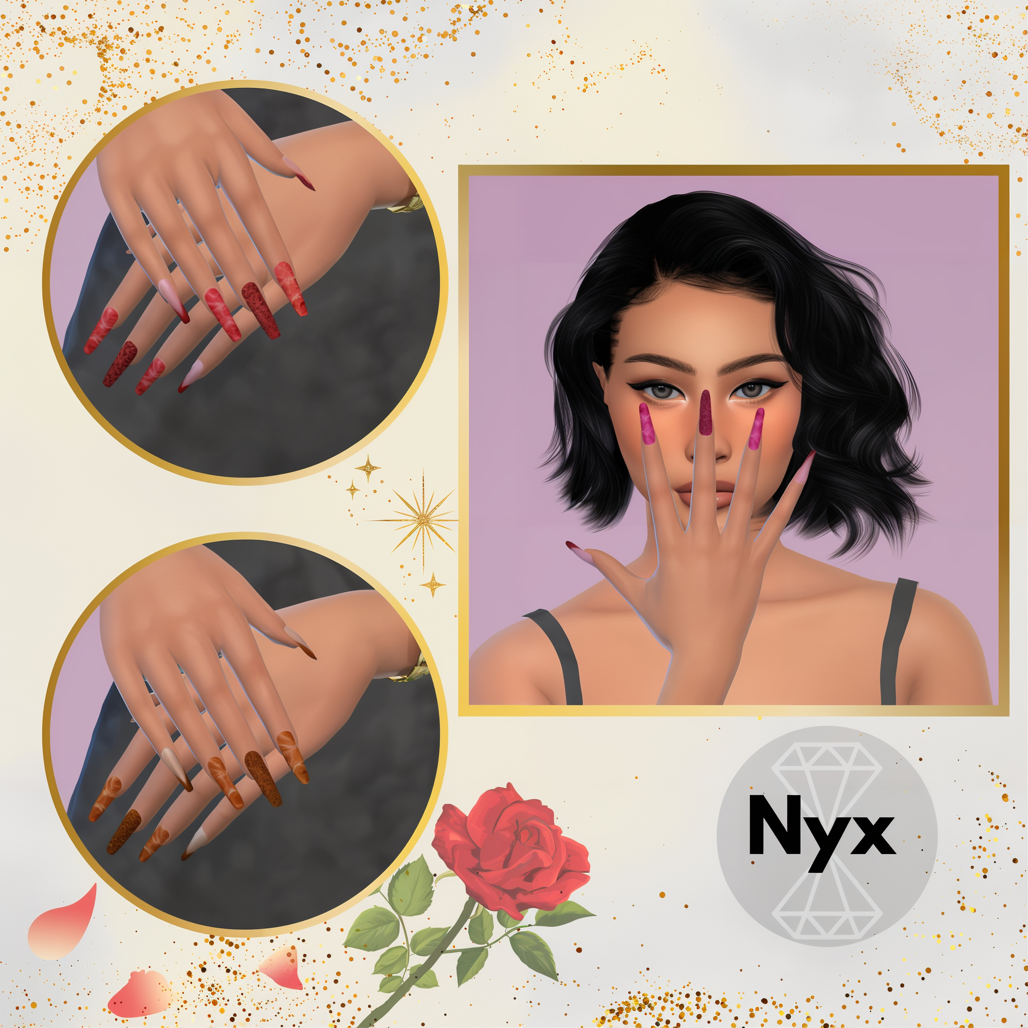 Glitter nails set 44 - The Sims 4 Create a Sim - CurseForge