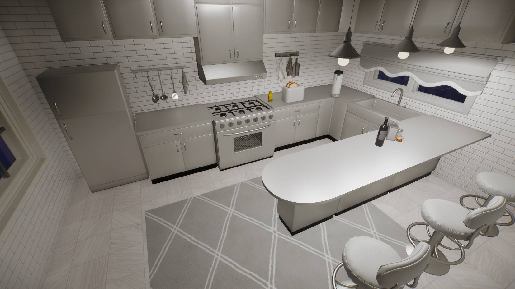 MH Mid-Century Modern Kitchen Set - White - inZOI Build Mode - CurseForge