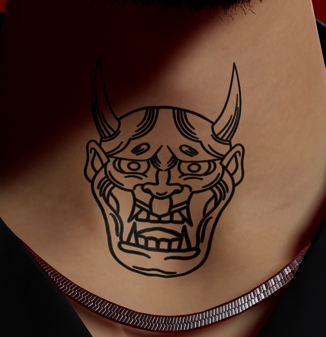 Neck Tattoo Collection | Oni Mask Male - Gallery - inZOI Create a ZOI ...