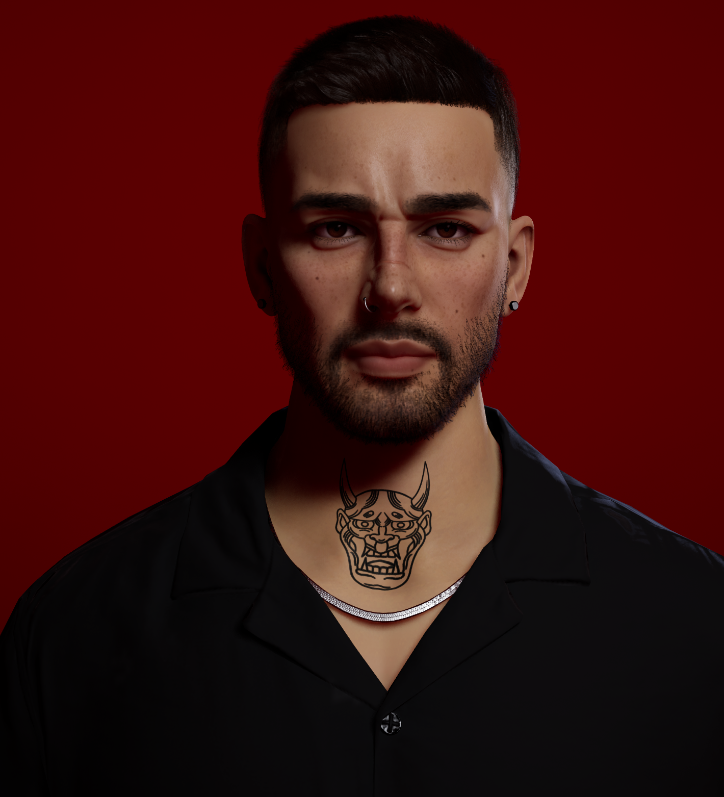 Neck Tattoo Collection | Oni Mask Male - Gallery - inZOI Create a Zoi ...