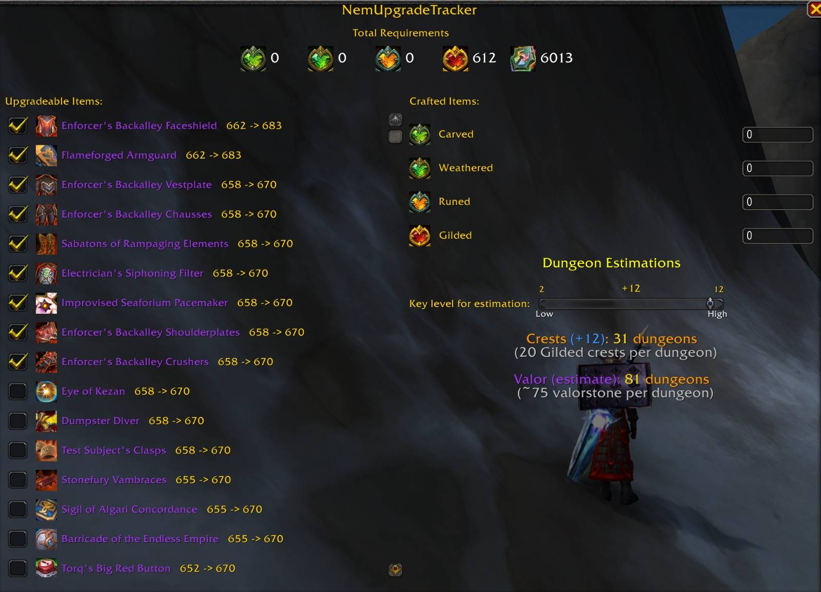 NUT: Nem Upgrade Tracker - Gallery - World of Warcraft Addons - CurseForge