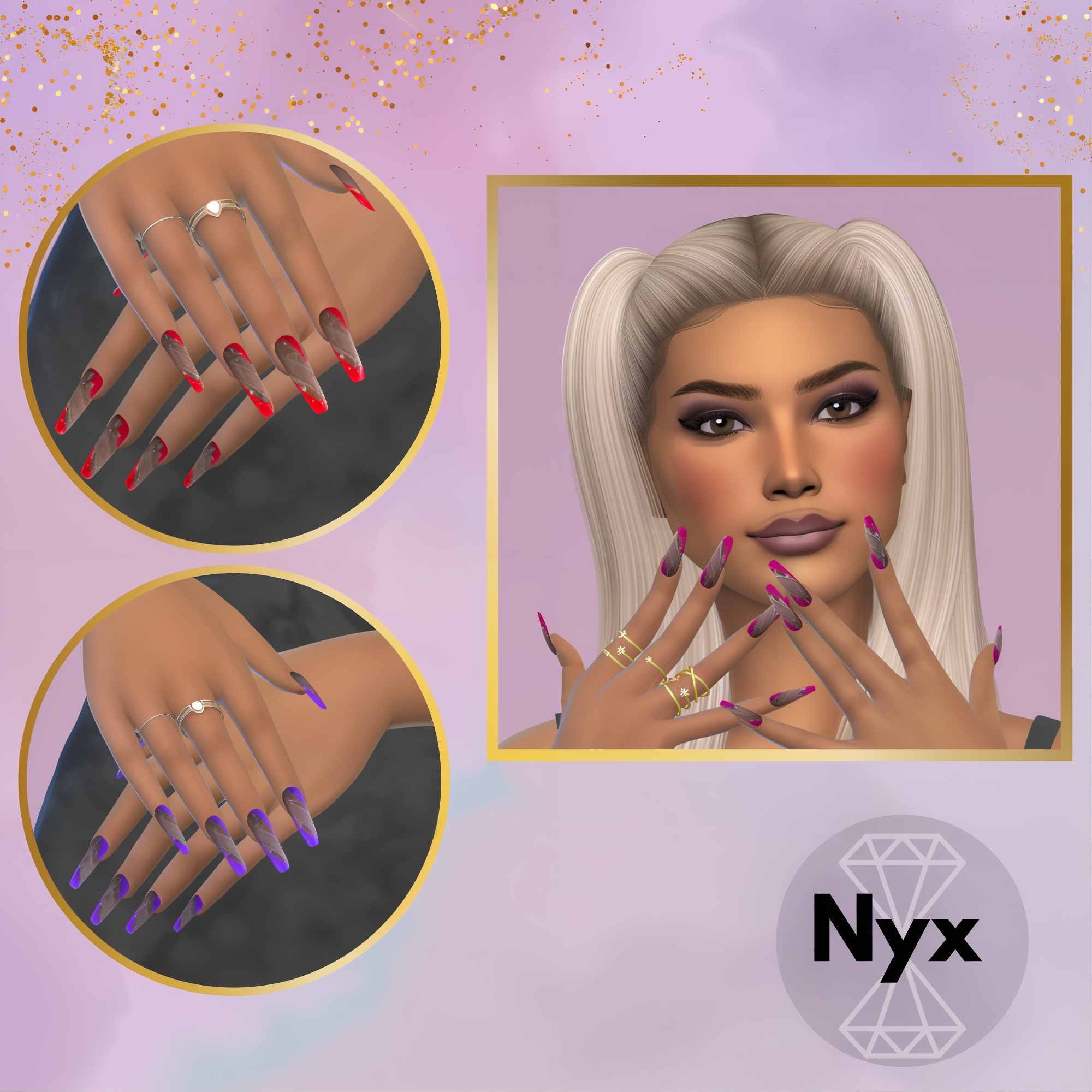 Glitter nails set 56 - The Sims 4 Create a Sim - CurseForge
