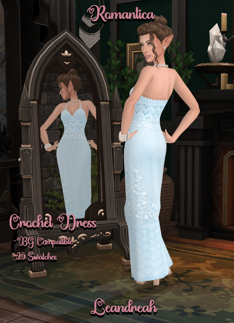 Romantica Long Crochet Dress - Gallery - The Sims 4 Create a Sim ...
